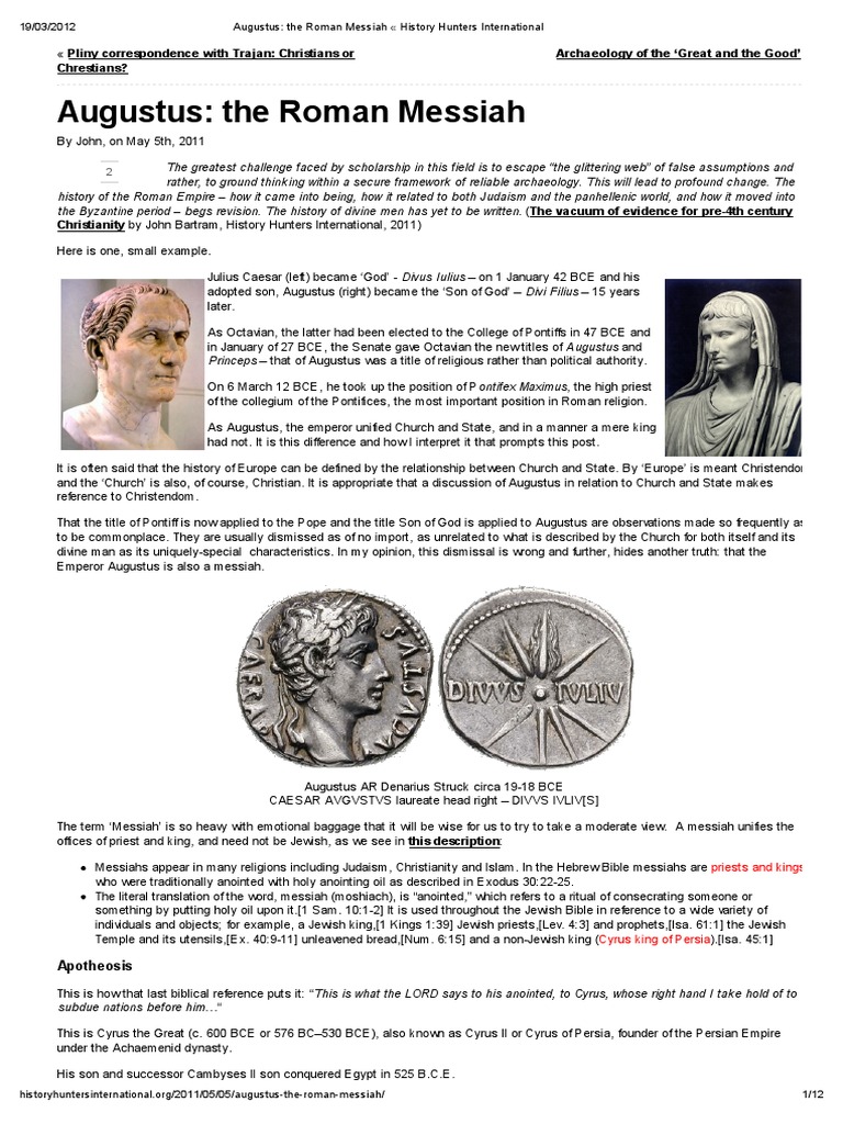 Augustus: The First Roman Messiah | PDF | Achaemenid Empire | Cyrus The ...