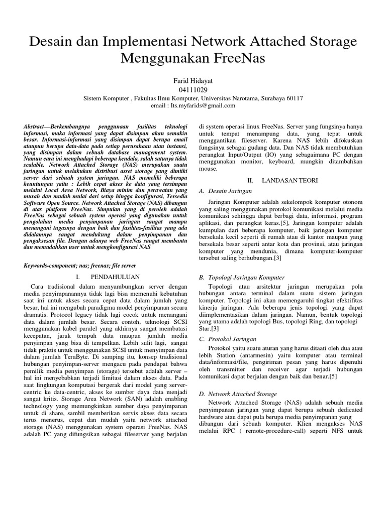 Desain & Implementasi Network Attached Storage FreeNas | PDF