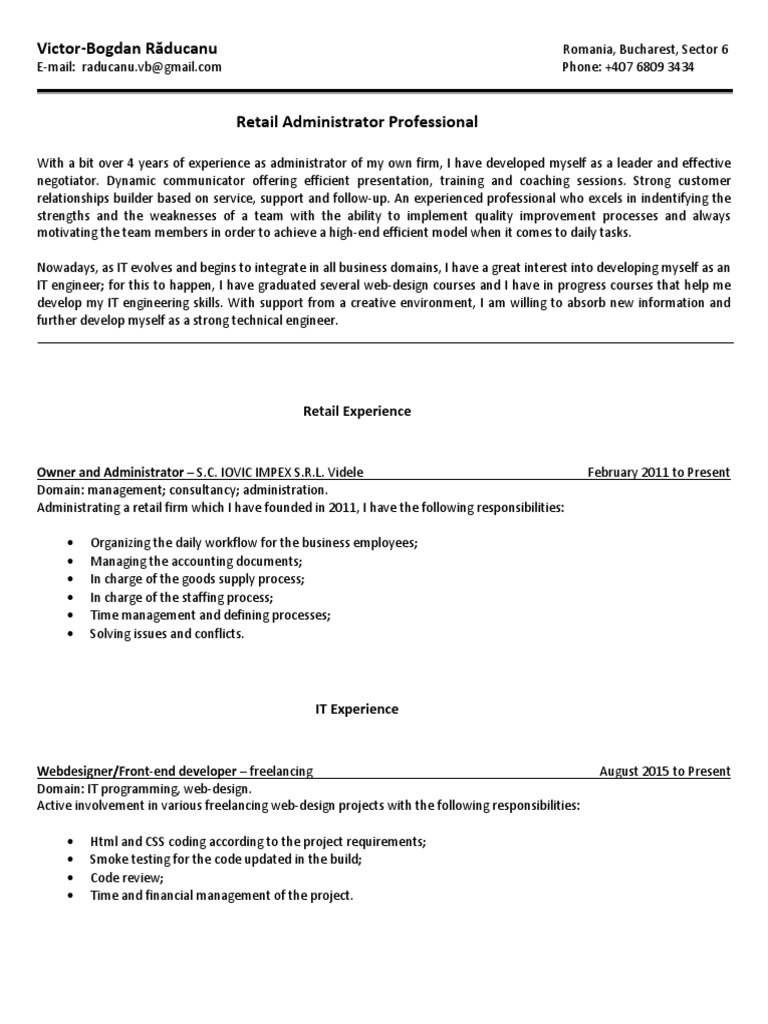 Victor-Bogdan Raducanu CV | PDF | Web Design | Cascading Style Sheets