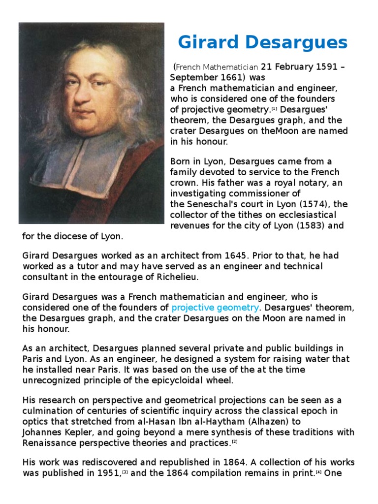 Girard Desargues: Pioneer of Projective Geometry | PDF