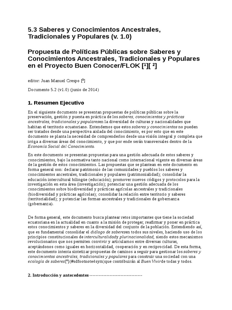 Saberes y Conocimientos Ancestrales, Tradicionales y PopUlares | PDF ...