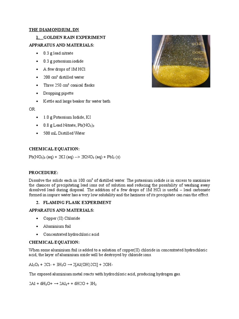 Diamondium Chemistry Experiments | PDF