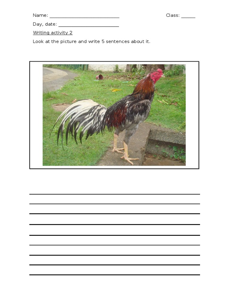 Name: - Class: - Day, Date: - Writing Activity 2 Look at The Picture ...