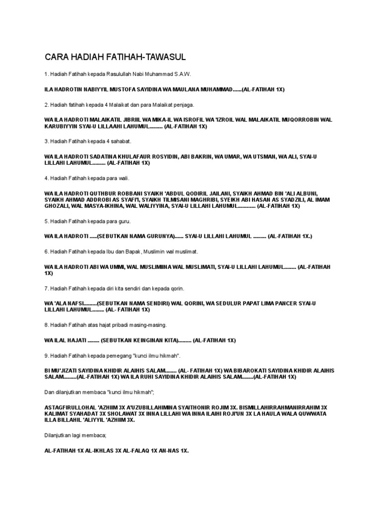 Cara Hadiah Fatihah | PDF