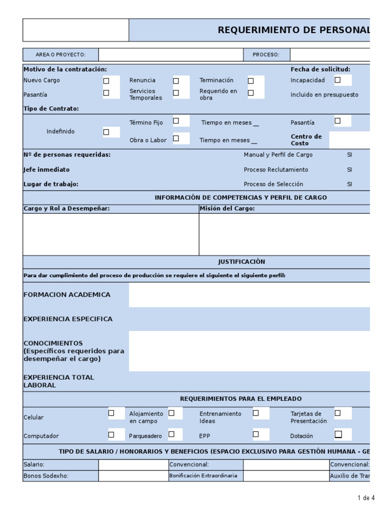 Formato Requerimiento de Personal | PDF