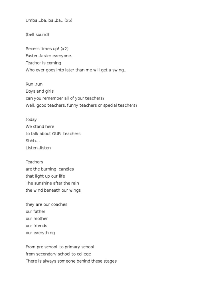 Choral Speaking Teachers Day 2015 Script | PDF