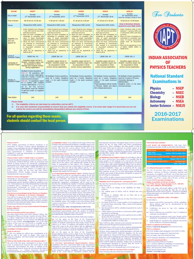 IAPT Student | Test (Assessment) | Test/Examination