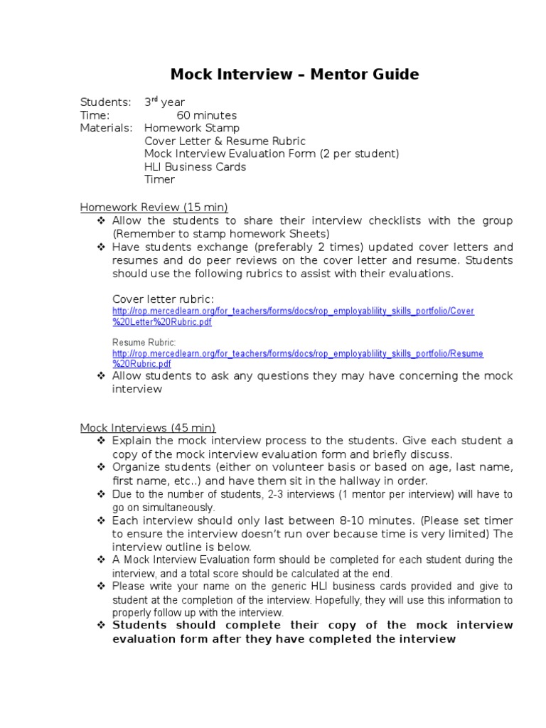 Mock Interview | Interview | Psychological Concepts