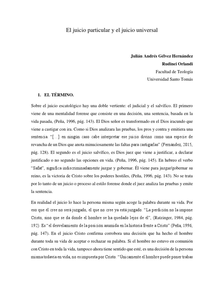 El Juicio Particular y El Juicio Universal | PDF | Cristo (título ...