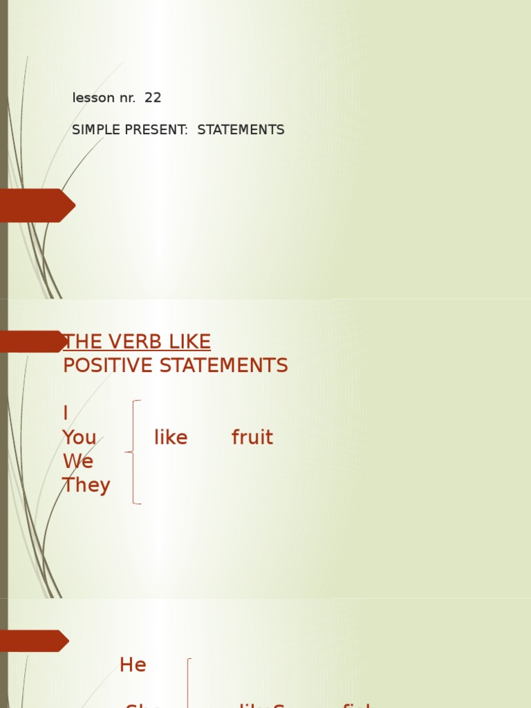 Lesson Nr. 22 Simple Present: Statements | PDF