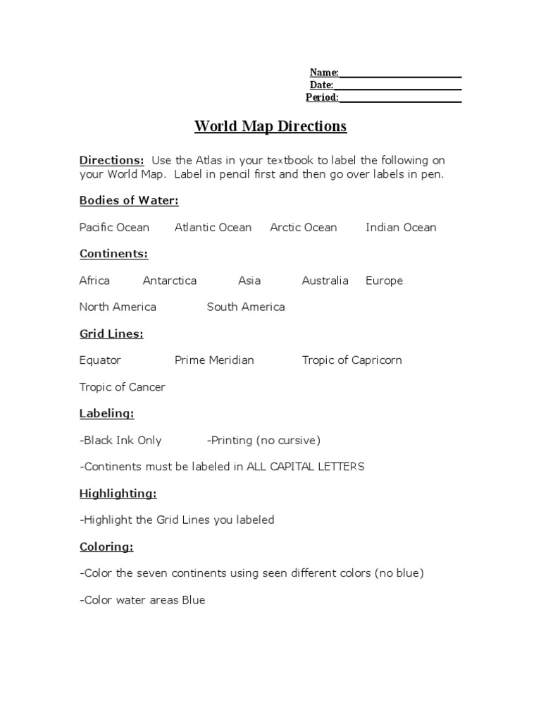 World Map Directions | PDF | Art
