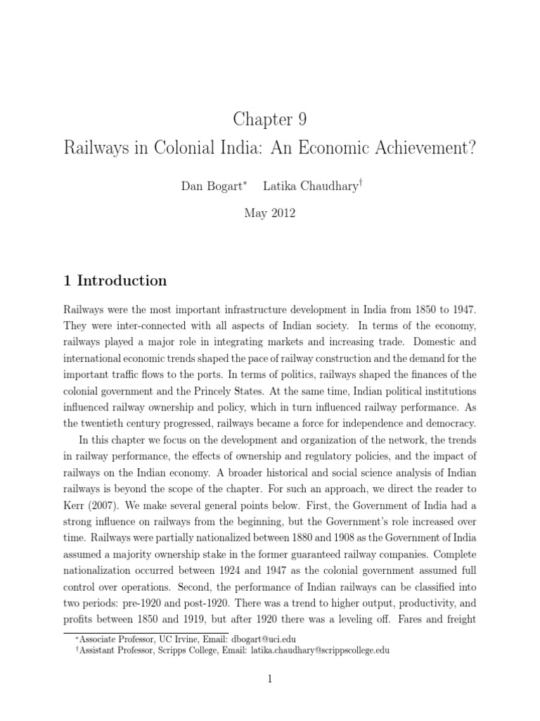 Economic Impact of Railways in Colonial India | PDF | Track Gauge ...