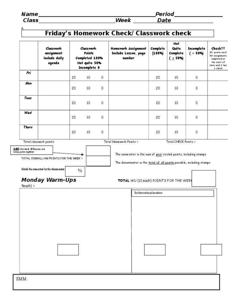 Friday Homework Check | PDF