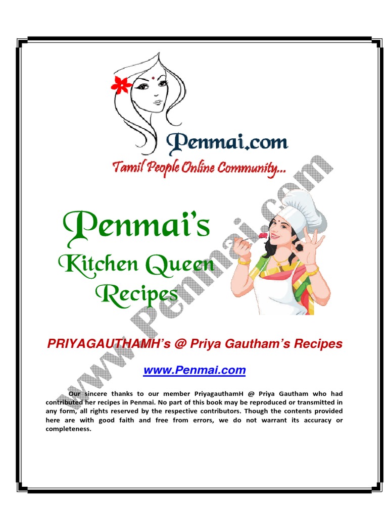 PriyagauthamH Recipes PDF - Penmai's Kitchen Queen | PDF | Dough | Food ...