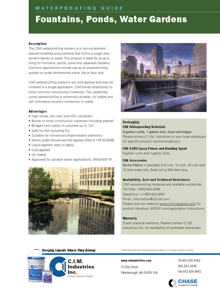 Waterproofing Guide Fountains | PDF | Epoxy | Concrete