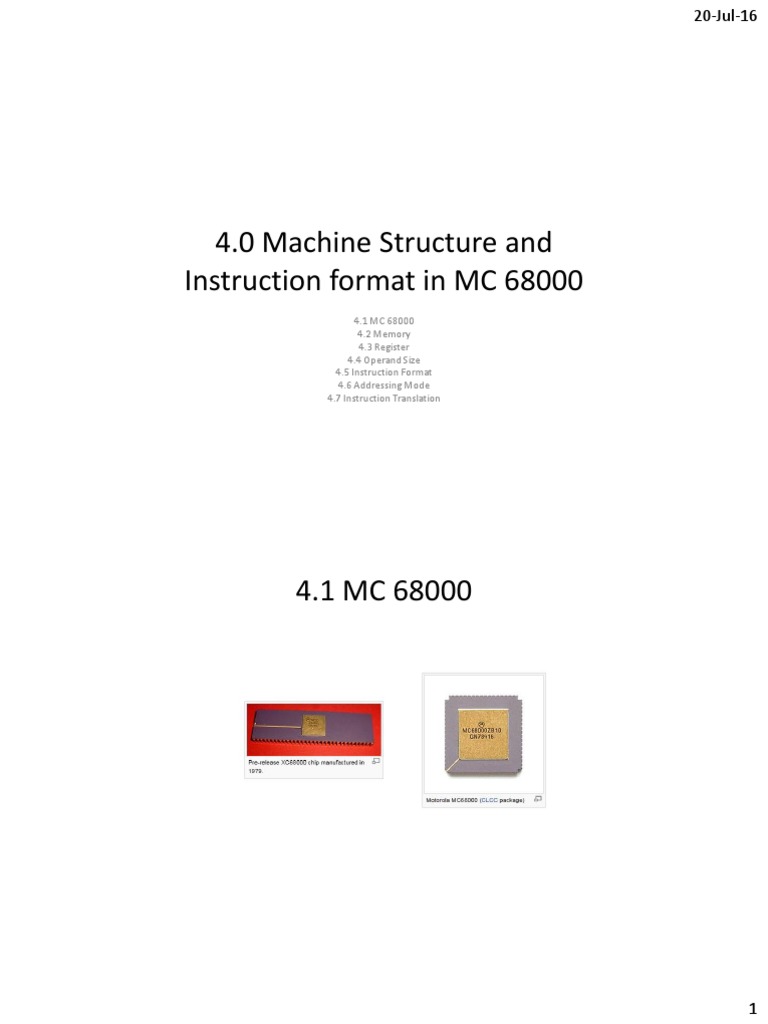 Machine Structure and Instruction Format MC68000) | PDF | Assembly Language | Central Processing ...