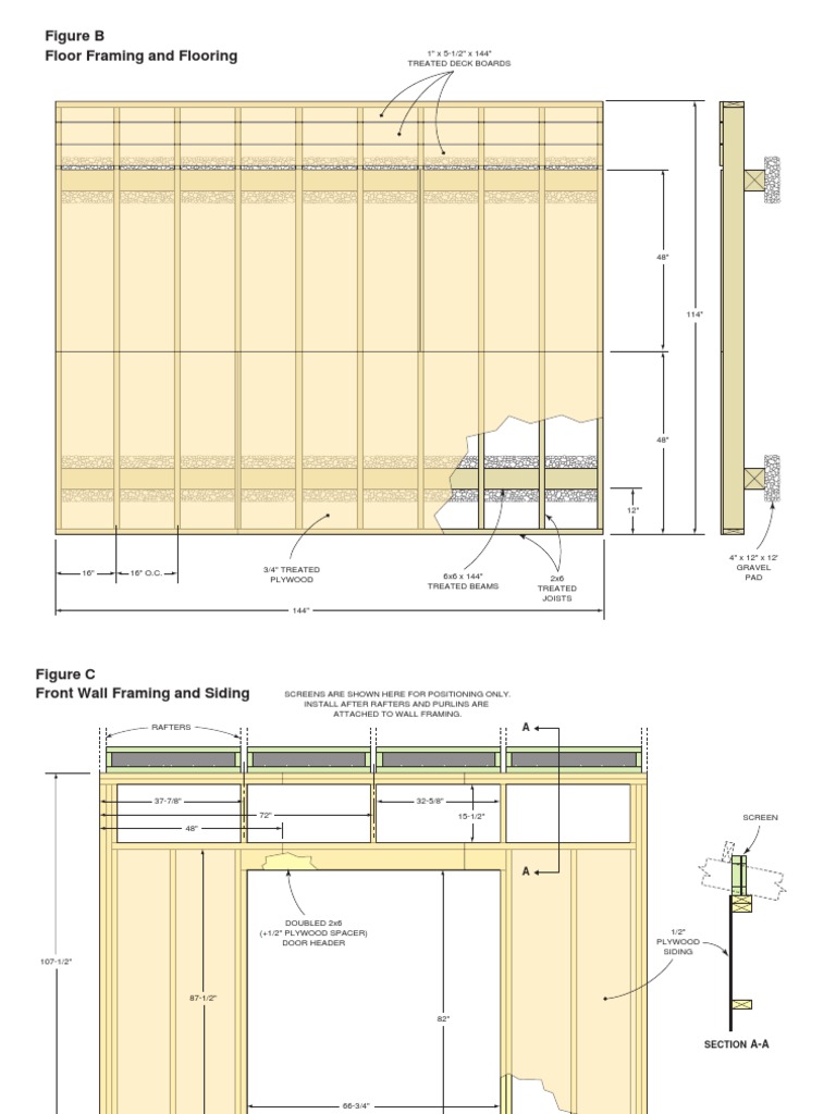 2015 Shed Construction Drawings | PDF | Framing (Construction) | Wall