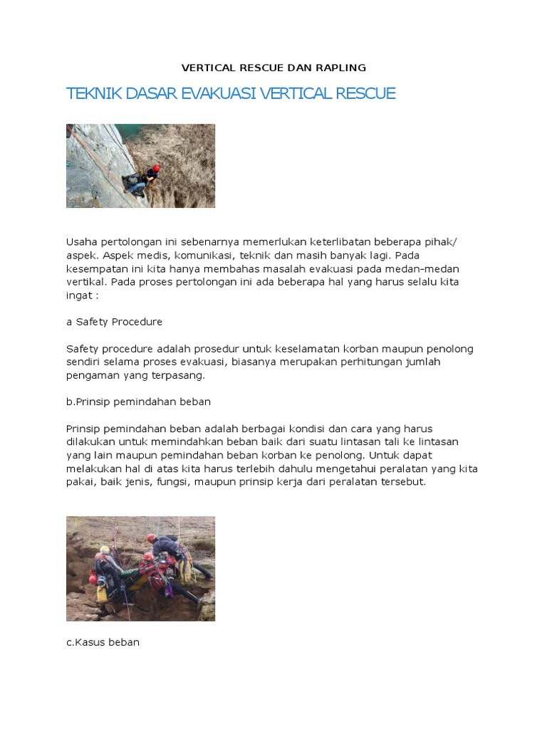 Teknik dan Peralatan Vertical Rescue | PDF
