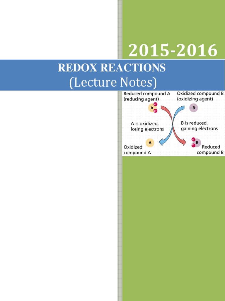 Redox Reactions - Lecture Notes | PDF | Redox | Ion
