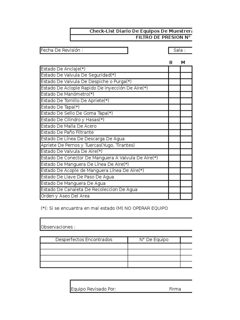 Check List Equipos | PDF | Science | Tecnología (general)