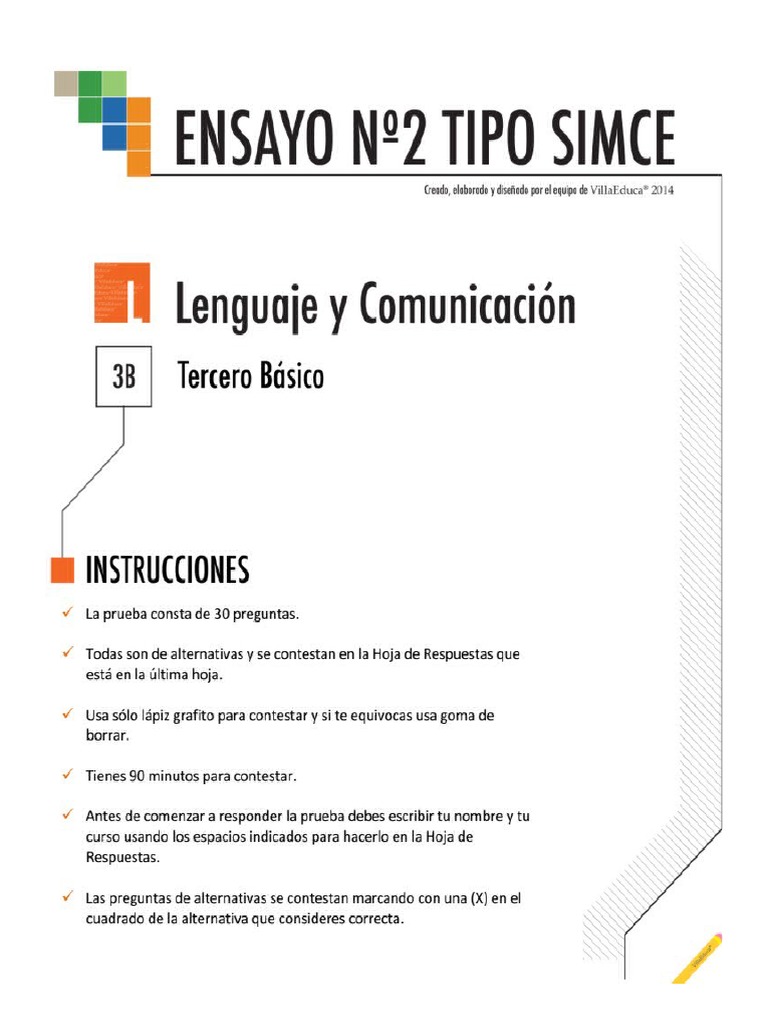Ensayo Simce 2 Lenguaje | PDF