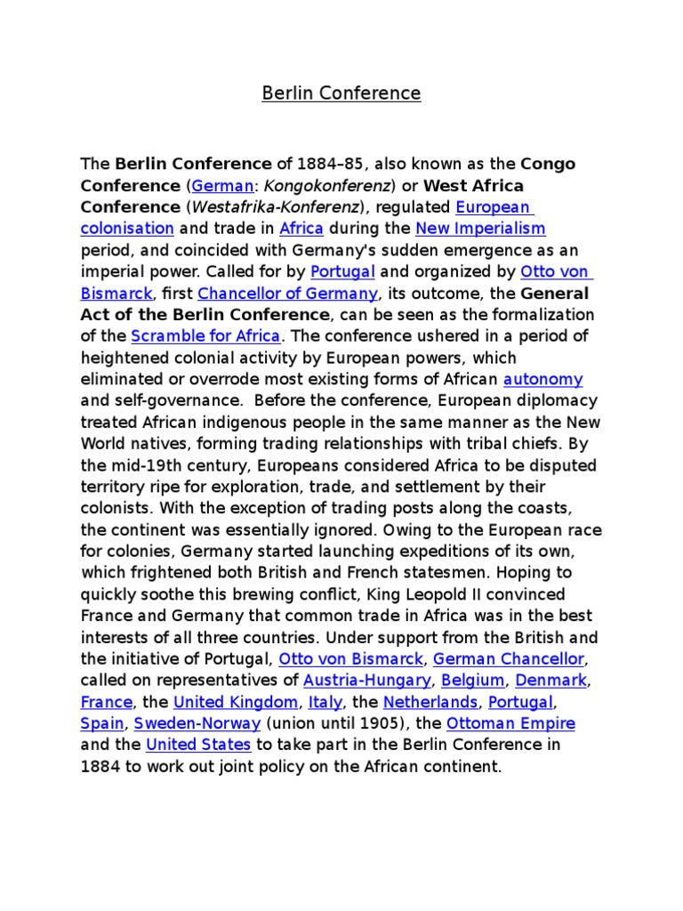 Berlin Conference: Conference (Conference (Westafrika-Konferenz ...