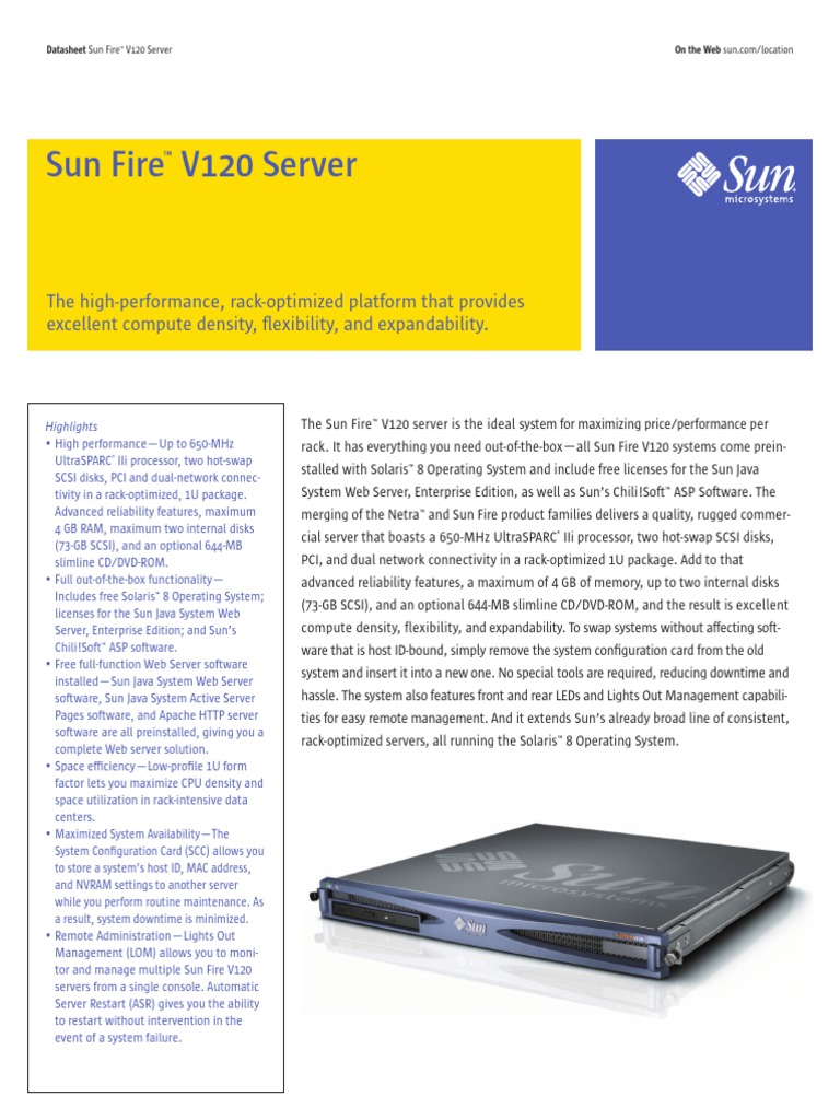 Sun Fire v120 | PDF | Web Server | Internet & Web