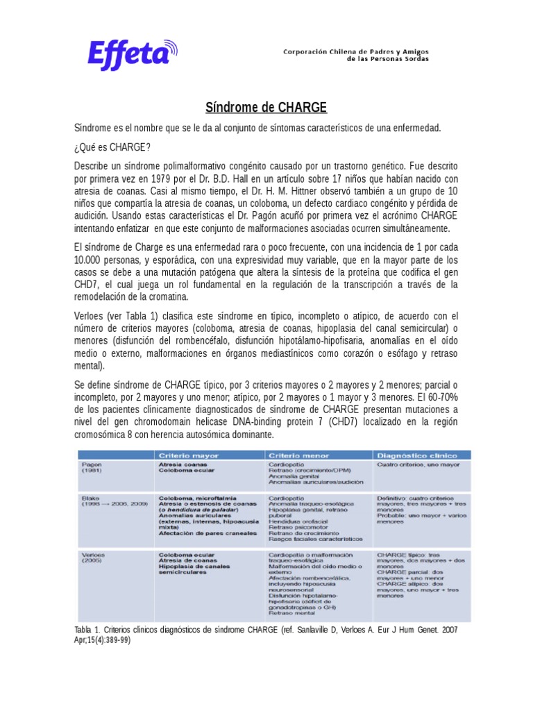 Síndrome de CHARGE | Descargar gratis PDF | Medicina CLINICA | Biología