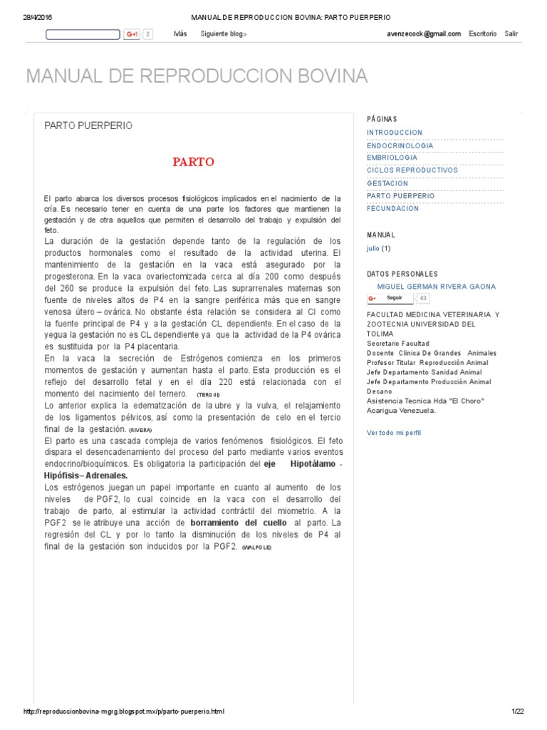 MANUAL DE REPRODUCCION BOVINA en El PARTO PUERPERIO PDF | PDF | Parto ...