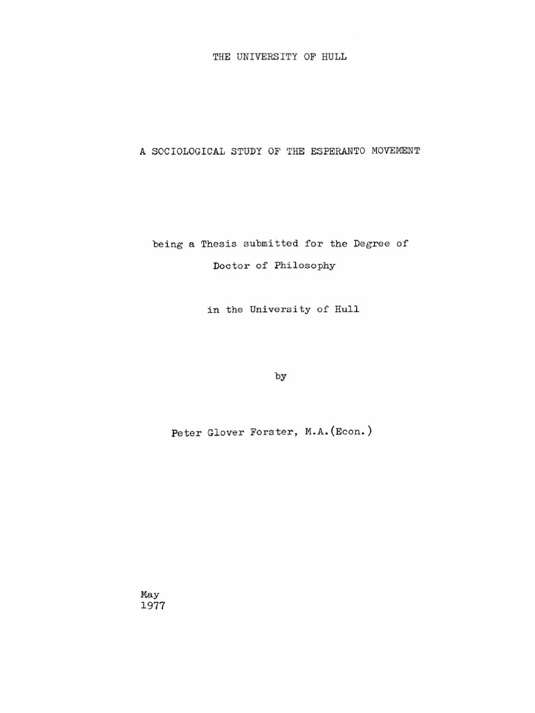 Sociological Study of the Esperanto Movement | PDF | Sociology