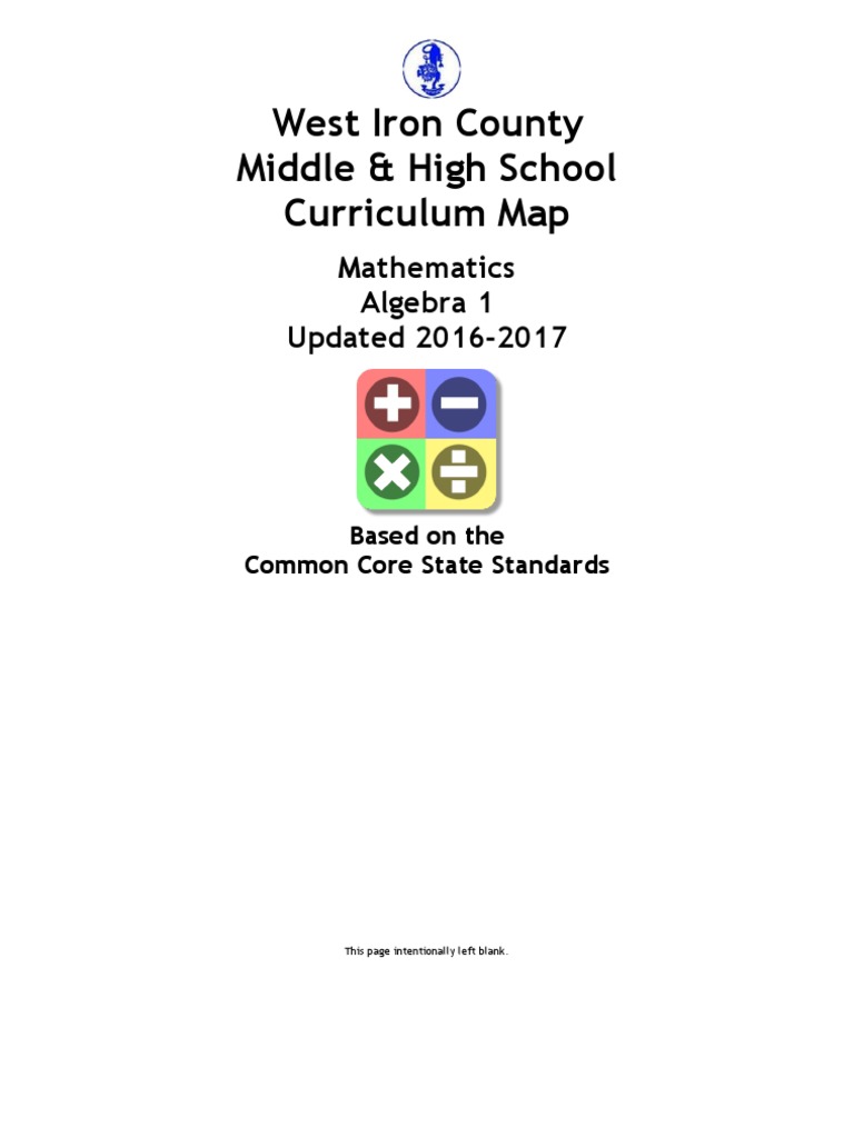 2016-2017 Algebra 1 Curriclum Map | PDF | Factorization | Quadratic ...