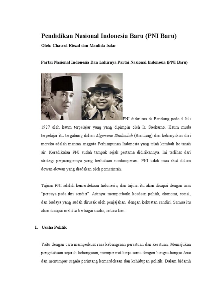 Sejarah dan Tujuan PNI Baru | PDF