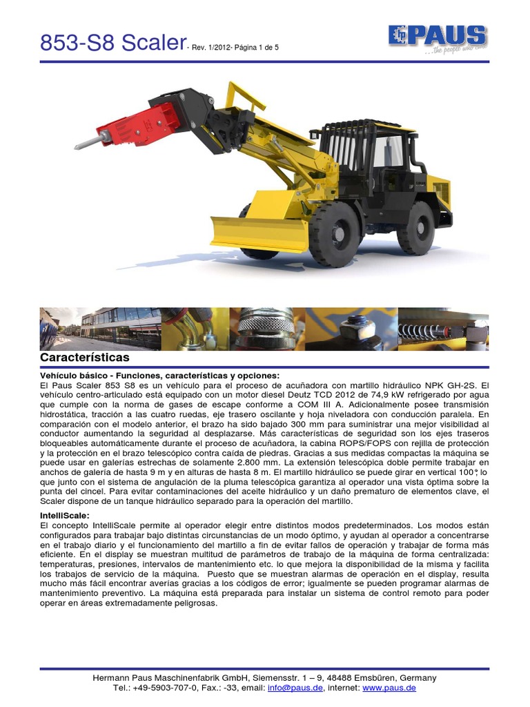 Scaler Paus 853 S8: Características y Datos | PDF | Eje | Transmisión ...