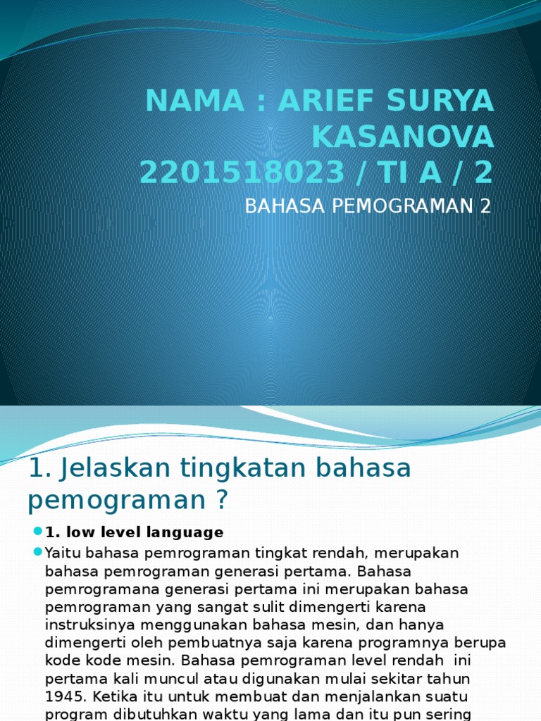 Tingkatan Bahasa Pemograman | PDF