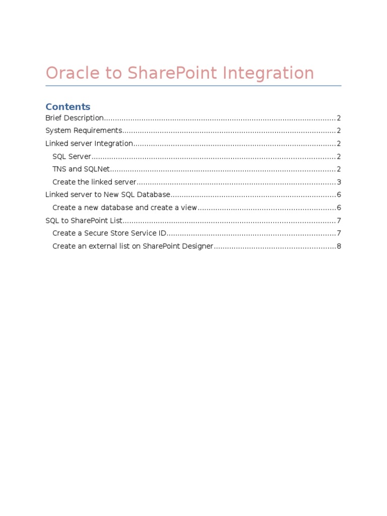 Oracle To Sharepoint Integration | Download Free PDF | Share Point ...