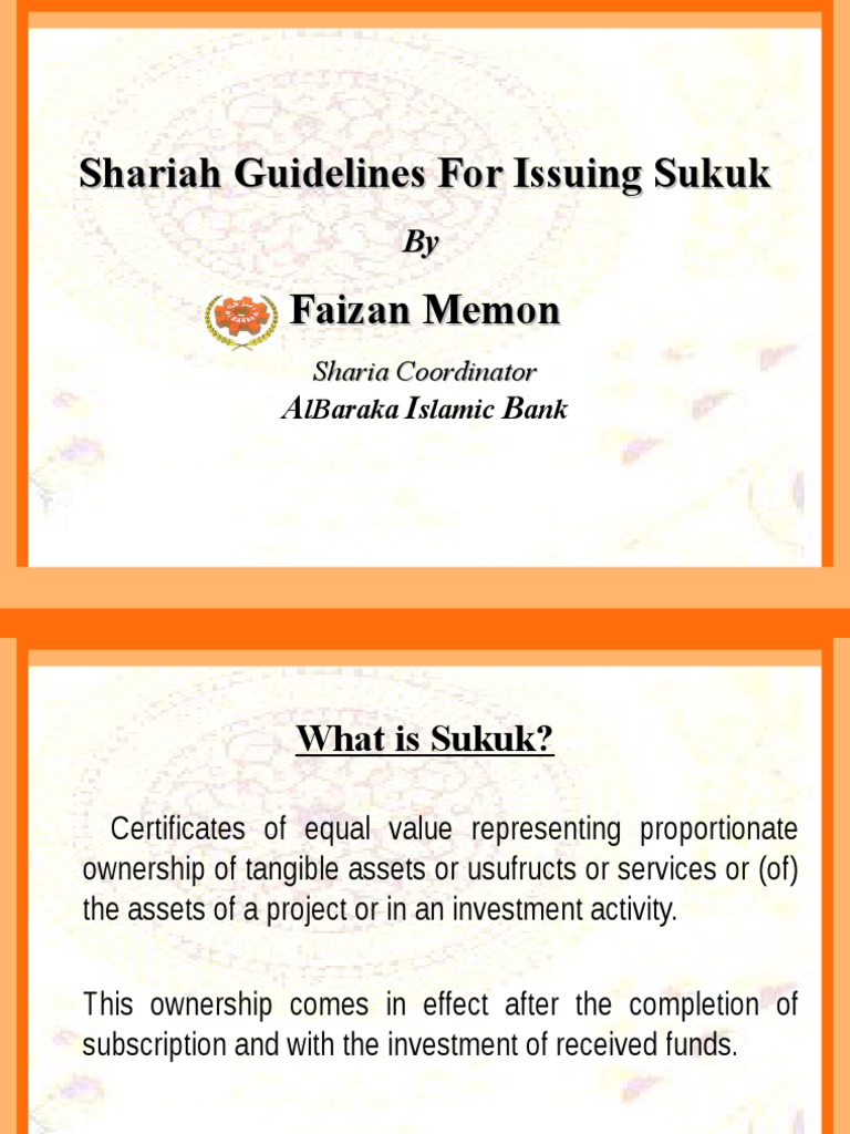 AlHuda CIBE - Shariah Guidelines For Sukuk by Fazan | PDF