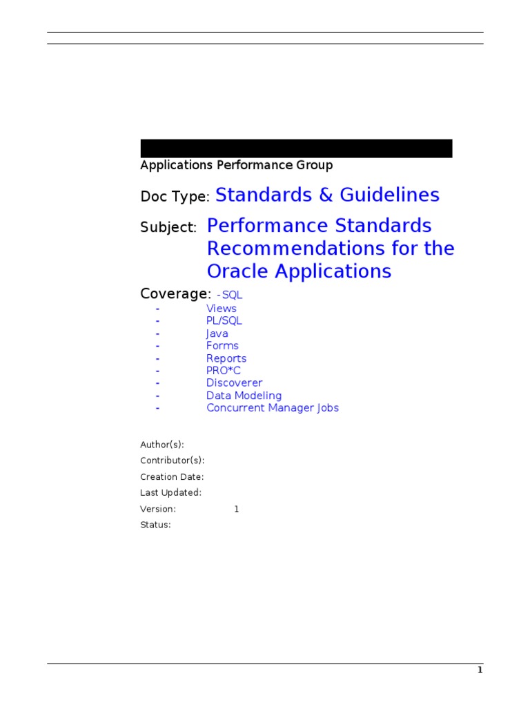 Performance Coding Standards | PDF | Pl/Sql | Sql