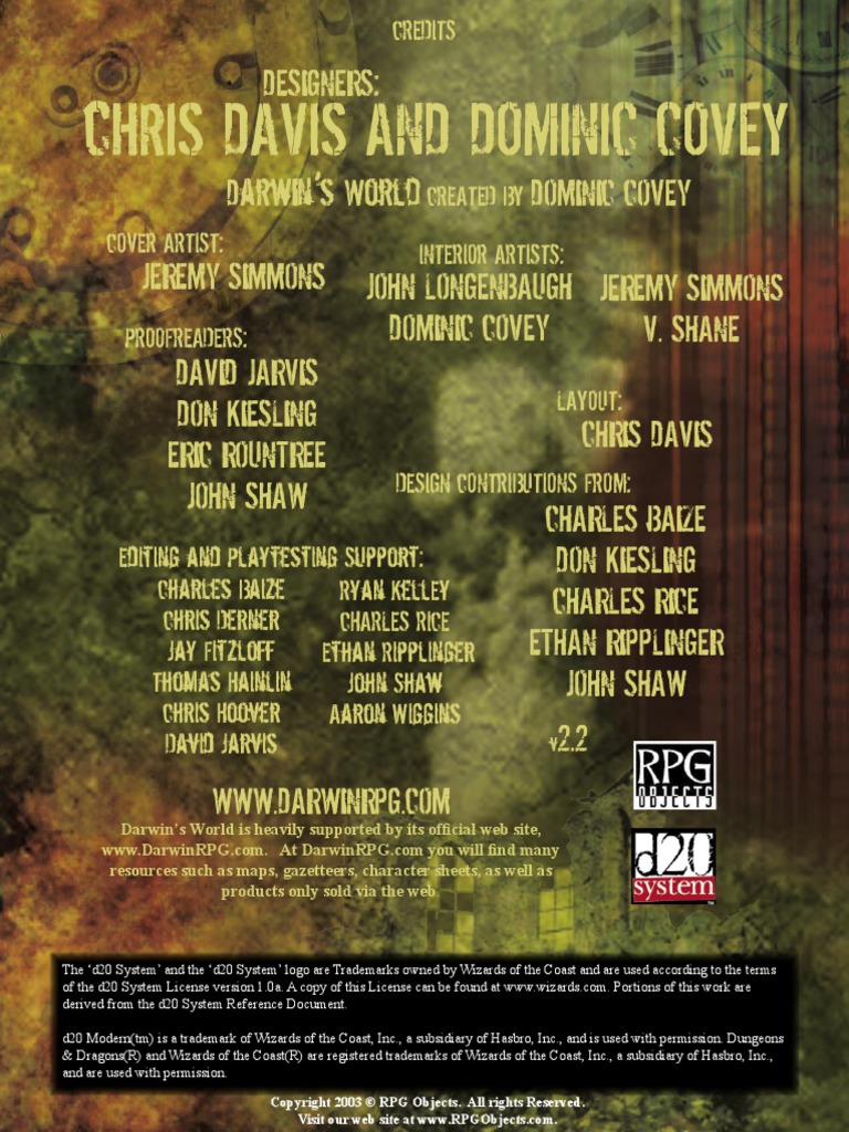 D20 - Modern - Darwin's World Survivor's Handbook | PDF | Apocalyptic ...