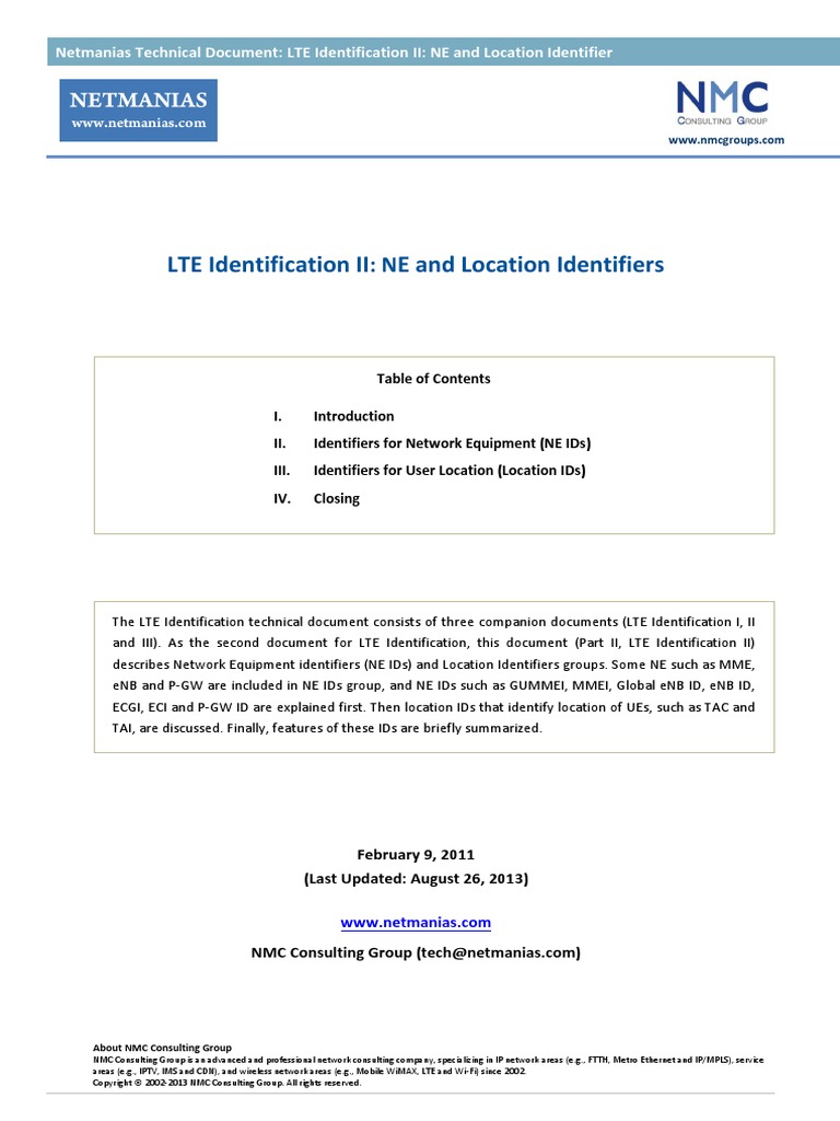 03.LTE Identification II-NE and Location Identifier (En) | PDF ...