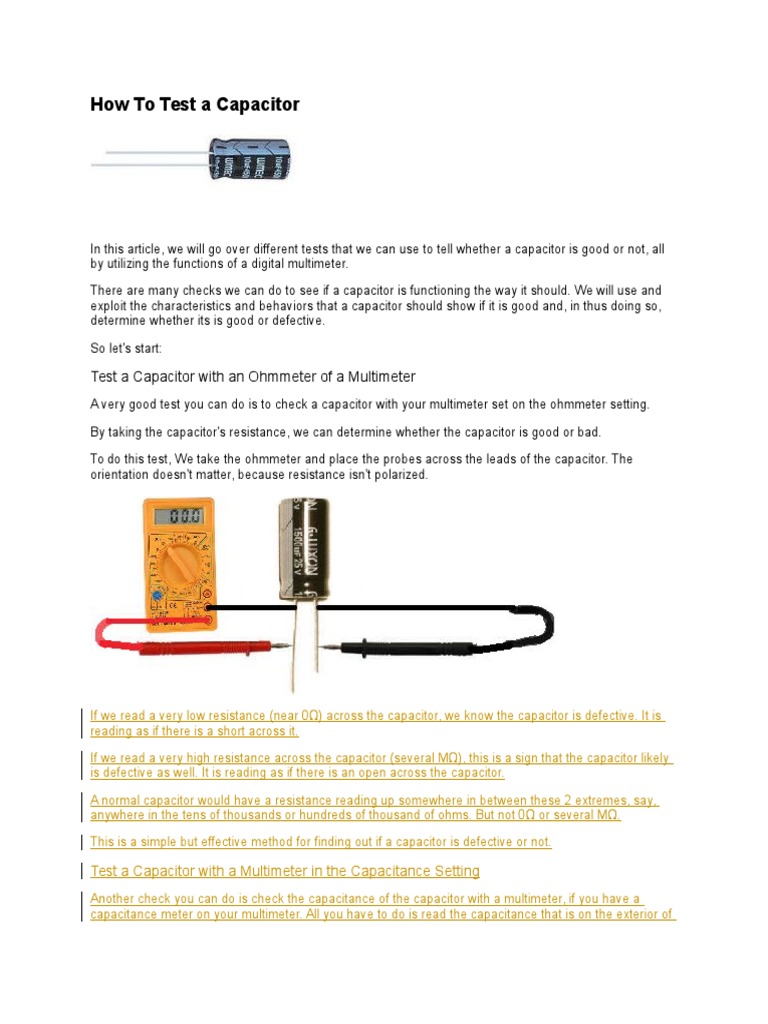 How To Test A Capacitor | Download Free PDF | Capacitor | Voltage