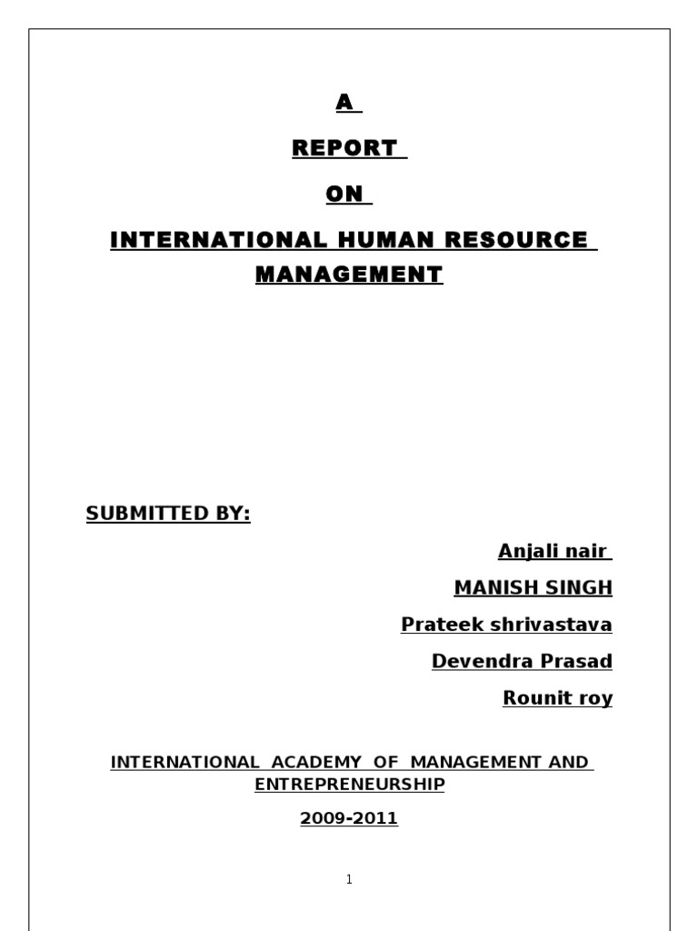 Report On IHRM | PDF | Employment | Human Resource Management