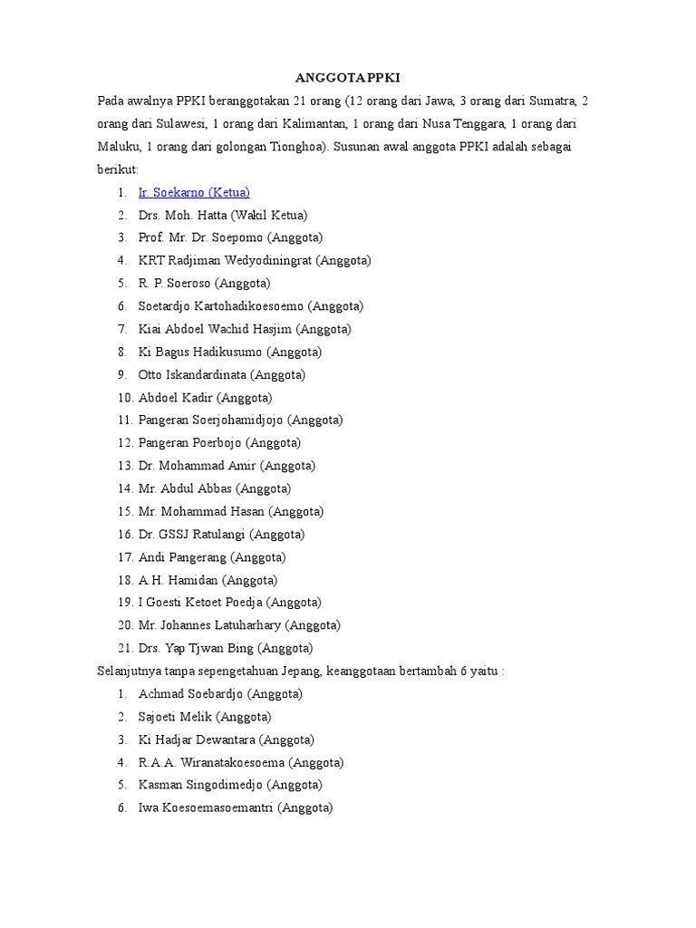 Anggota Ppki | PDF