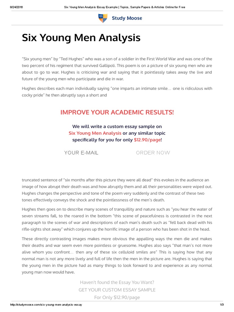Six Young Men Analysis Essay Example - Topics, Sample Papers & Articles ...