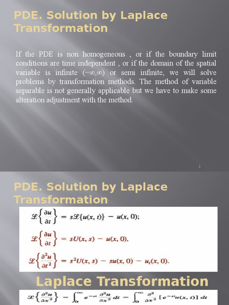 PDE. Solution by Laplace Transformation | PDF