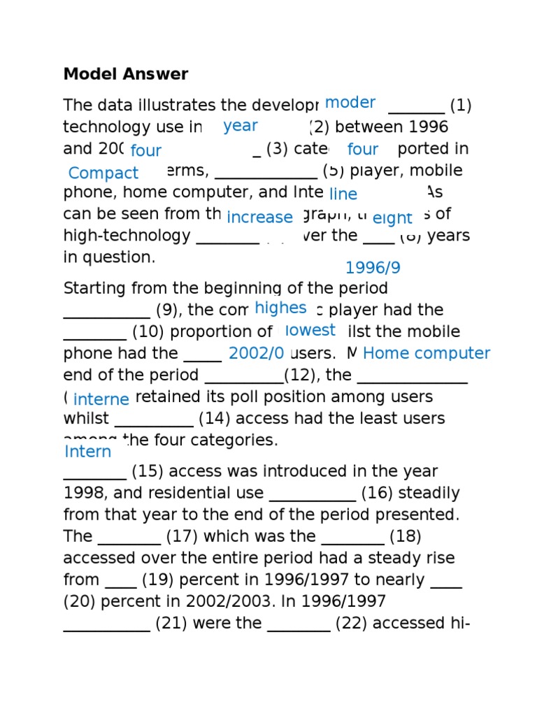 Model Answer Gap Fill | PDF