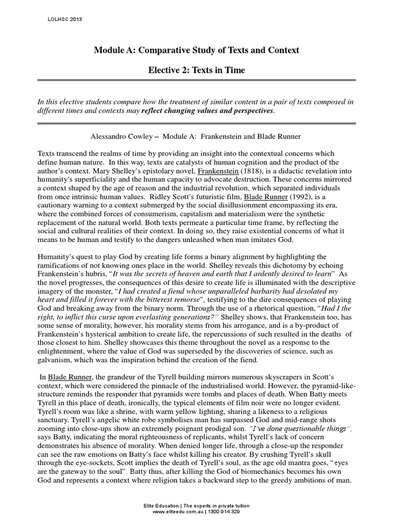 Frankenstein and BladeRunner | PDF