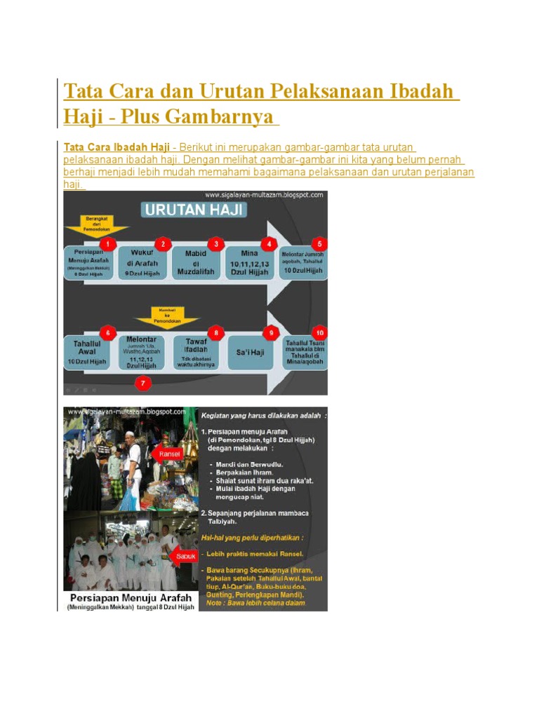 Tata Cara dan Urutan Ibadah Haji | PDF