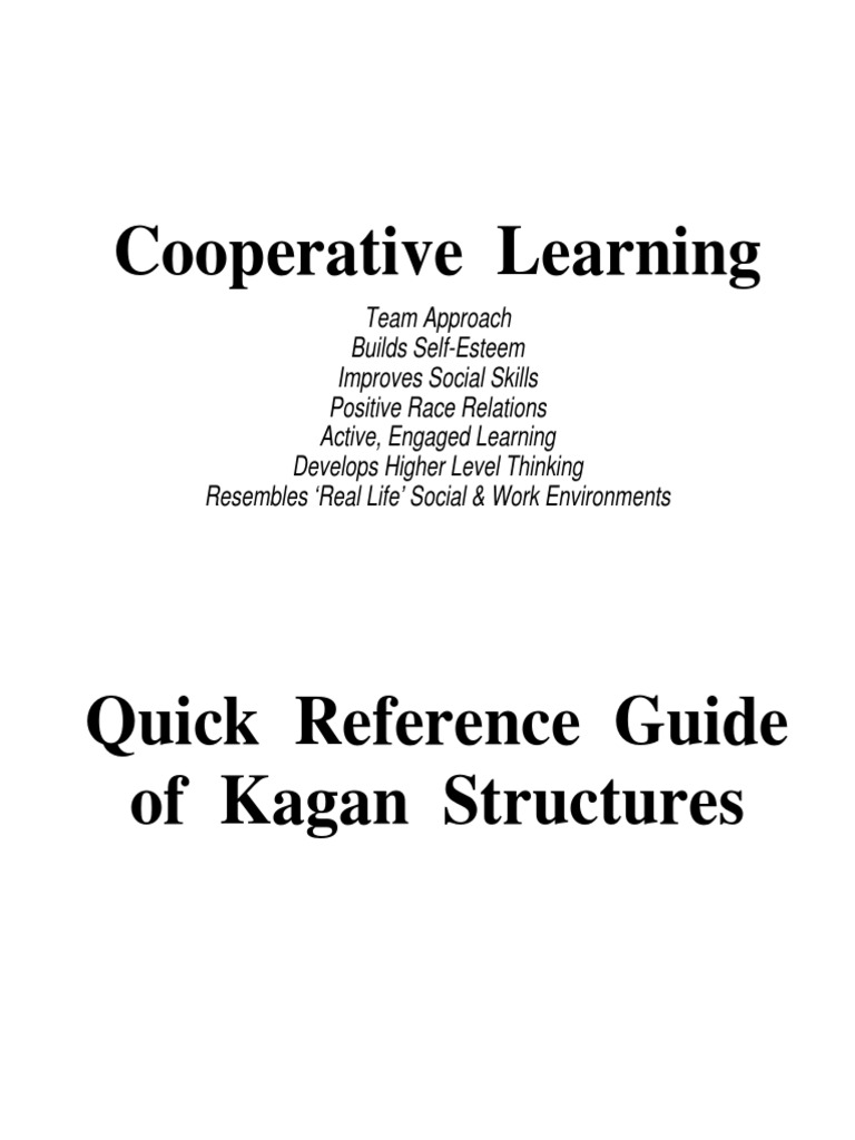 Cooperative Learning Kagan Quick Reference Guide | Consensus Decision ...