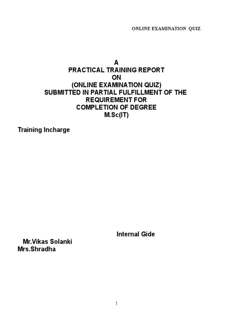 Online Exam Project Report | PDF | Php | Java Script