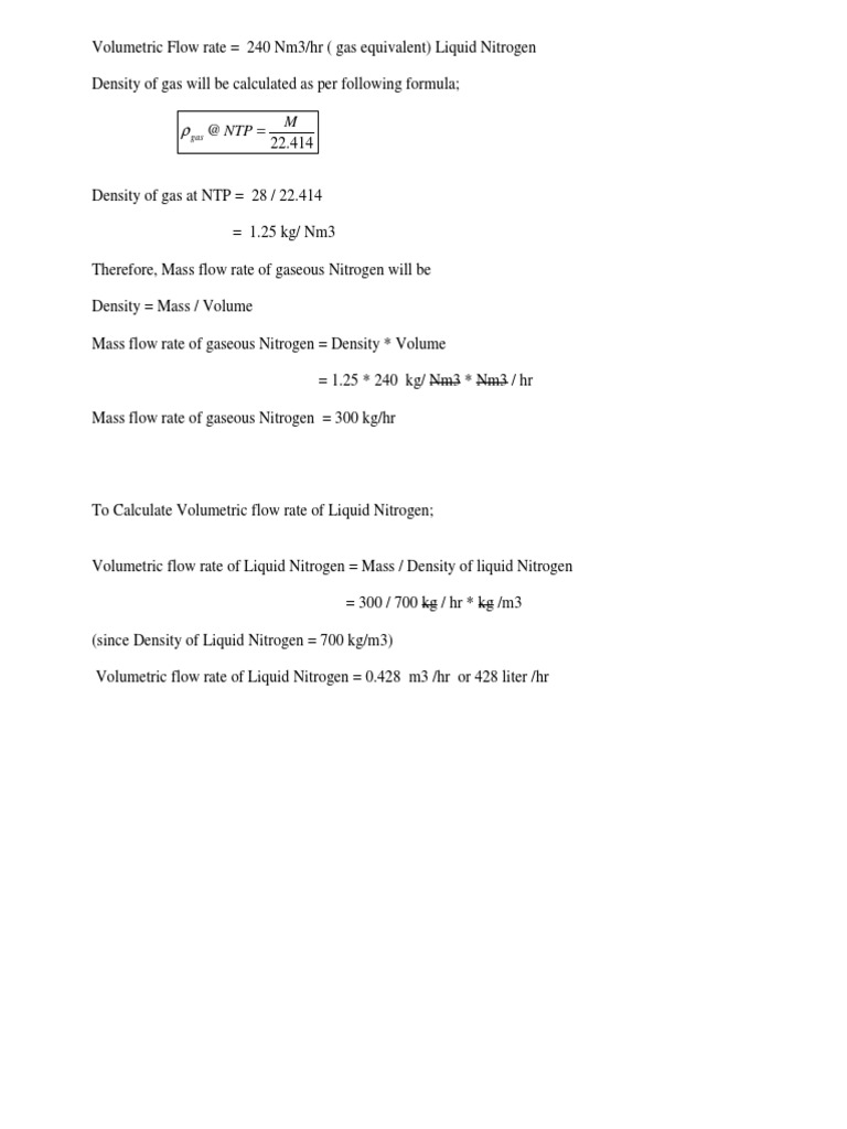 240 Nm3 Per HR - Gas Equivalent - Liquid Nitrogen Conversion | PDF